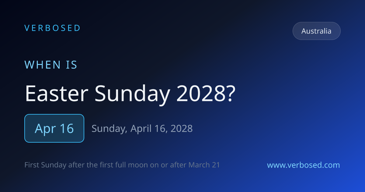 When is Easter Sunday 2028 in Australia? April 16 | Verbosed