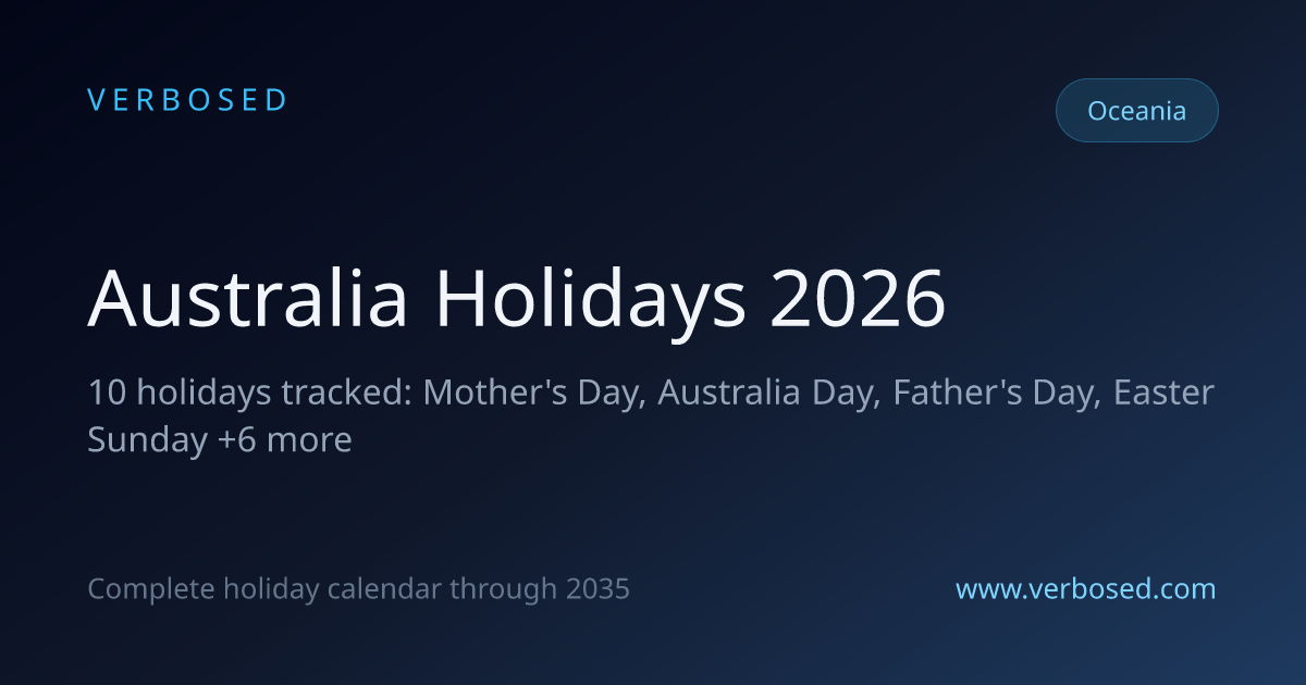 Australia Holidays 2026 - Public Holidays & Celebrations | Verbosed