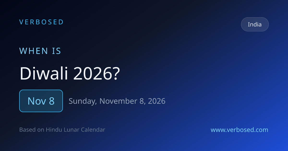 When is Diwali 2026 in India? November 8 | Verbosed