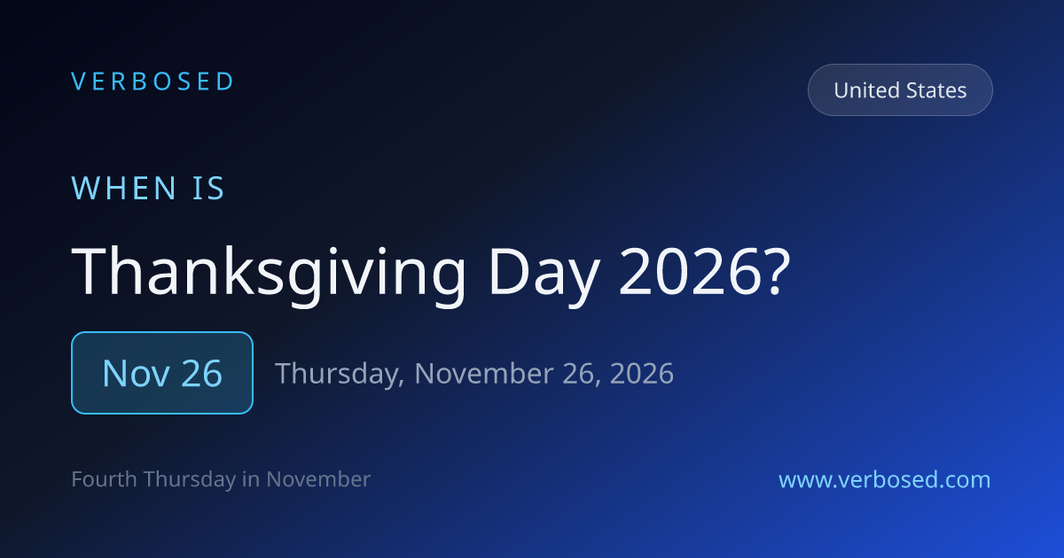 When is Thanksgiving Day 2026 in United States? November 25 | Verbosed